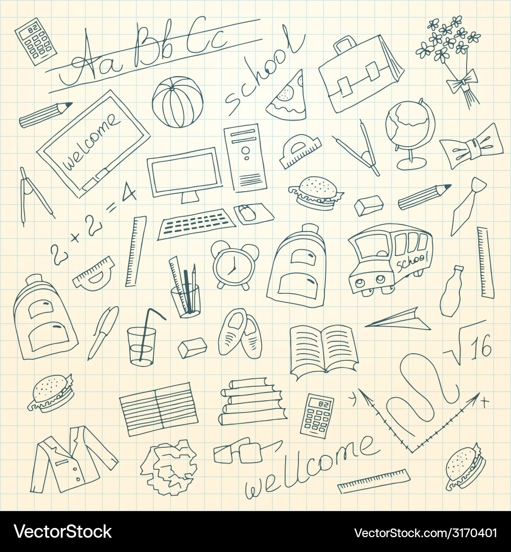 Hand drawn school background Royalty Free Vector Image