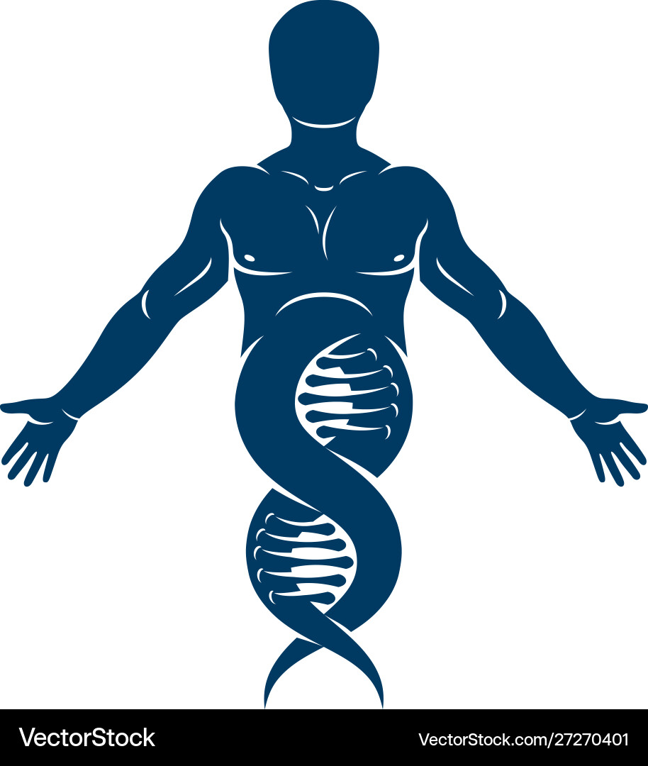 Human athlete depicted as dna strands Royalty Free Vector