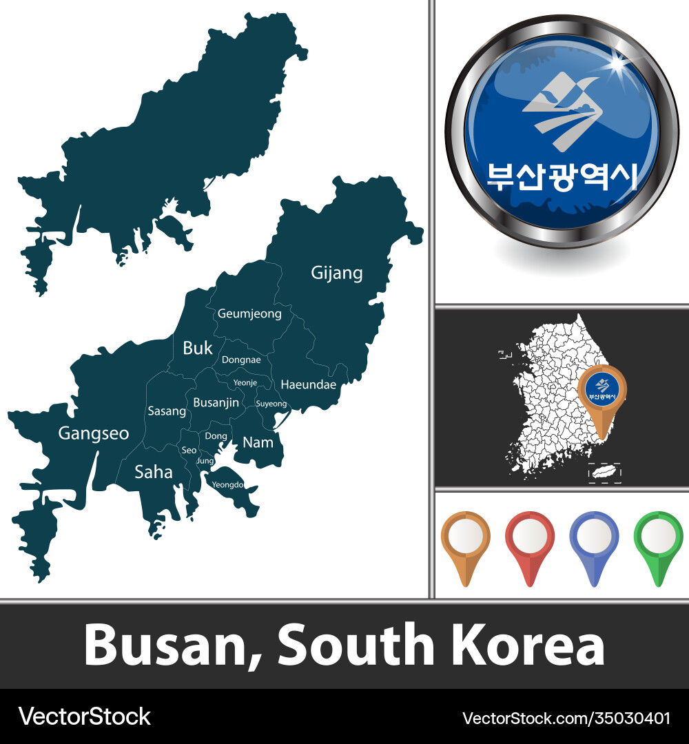 Map busan south korea Royalty Free Vector Image