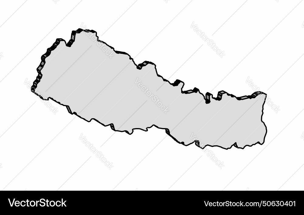 Nepal 3d outline map Royalty Free Vector Image