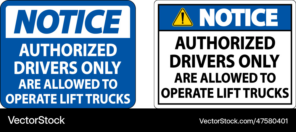 Hinweis autorisierte Fahrer nur Zeichen auf weiß Vektorbild