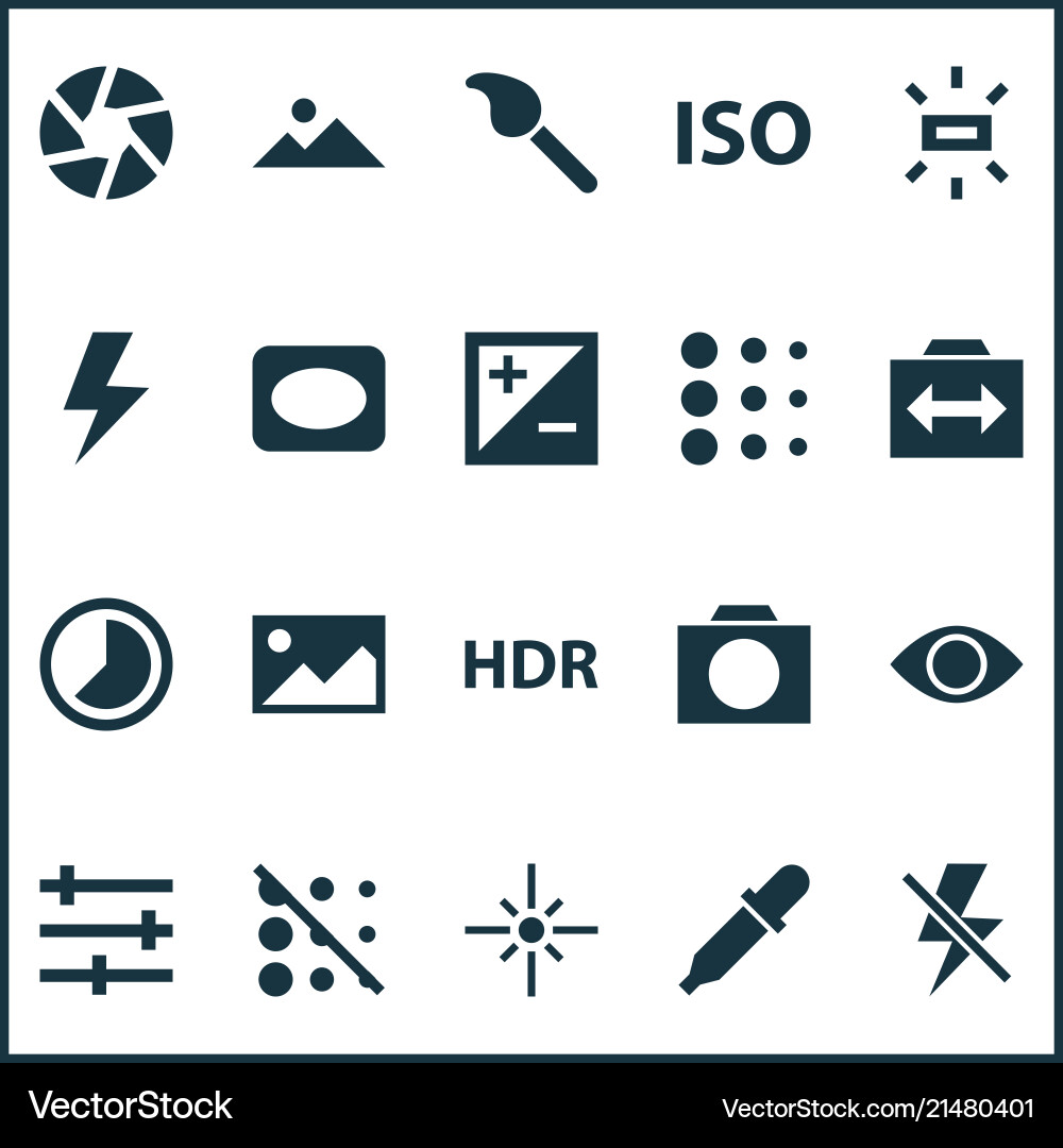 Foto-Icons mit Belichtungsstumpfkreis gesetzt Vektorbild