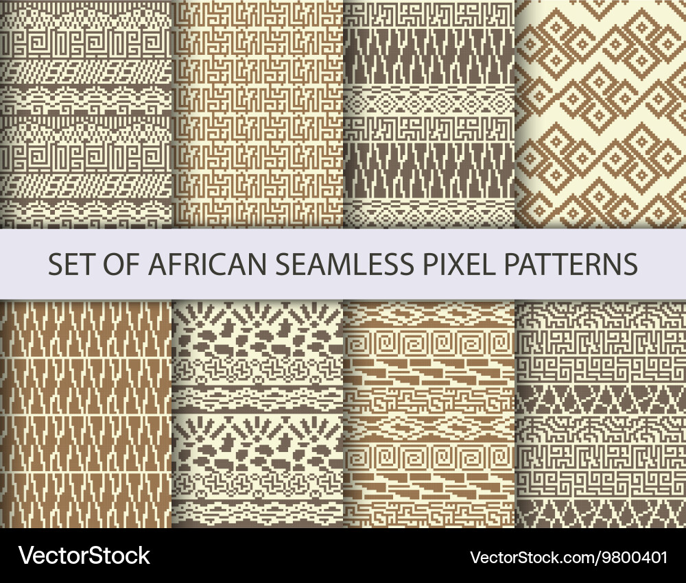 Pixel Tribal Patterns Royalty Free Vector Image