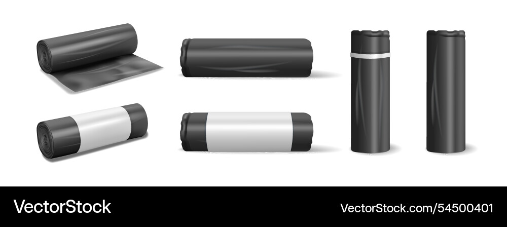 Plastic trash bag packages in roll Royalty Free Vector Image