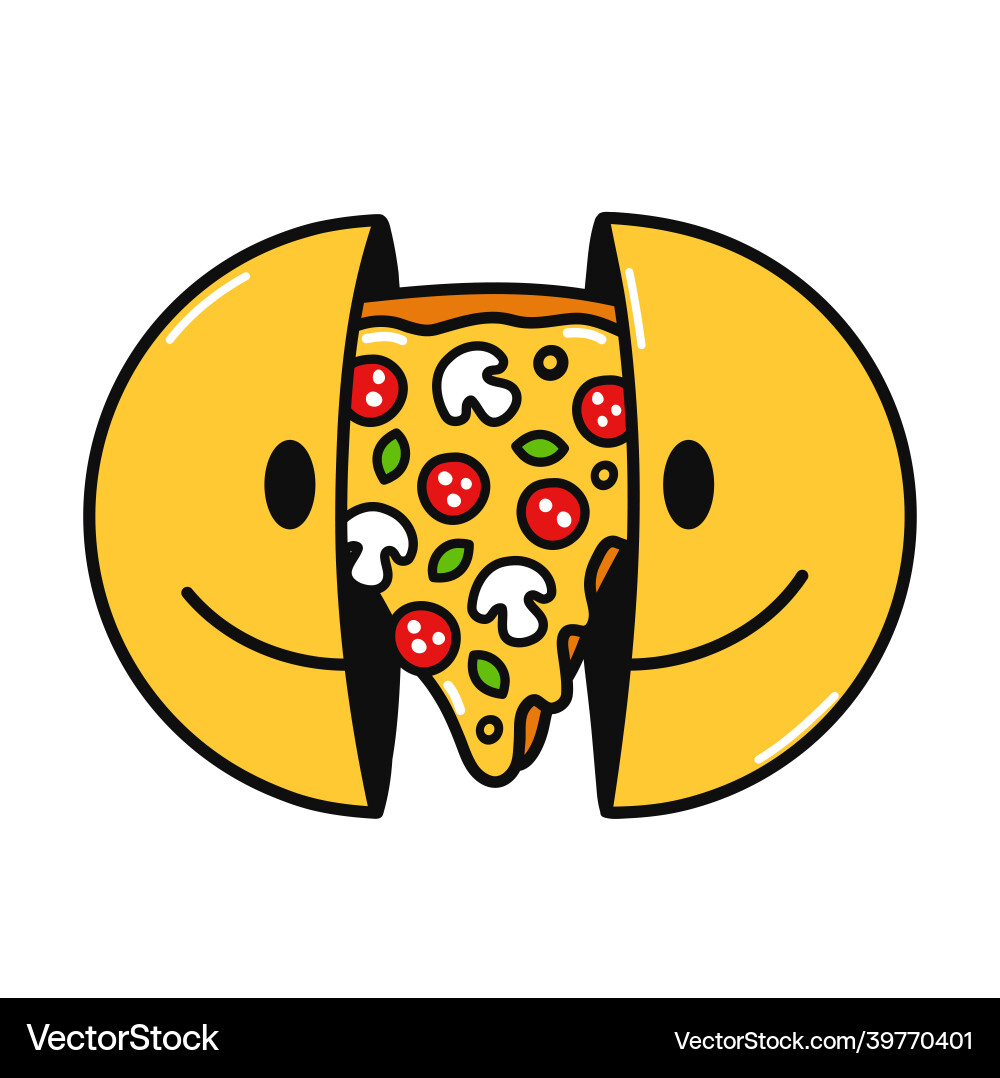 Smiling Pizza Faces Royalty Free Vector Image - VectorStock