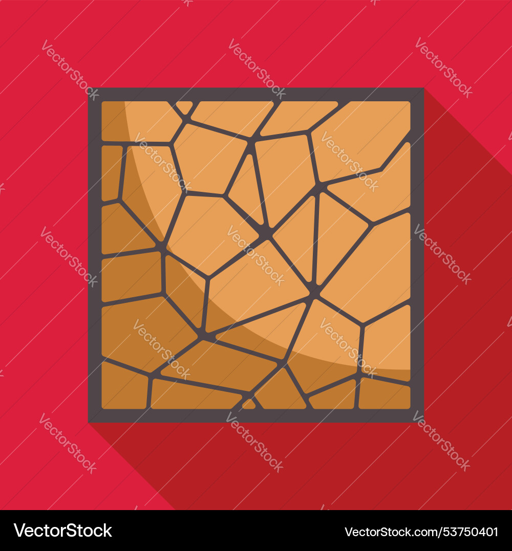 Square icon of dry cracked earth representing Vector Image