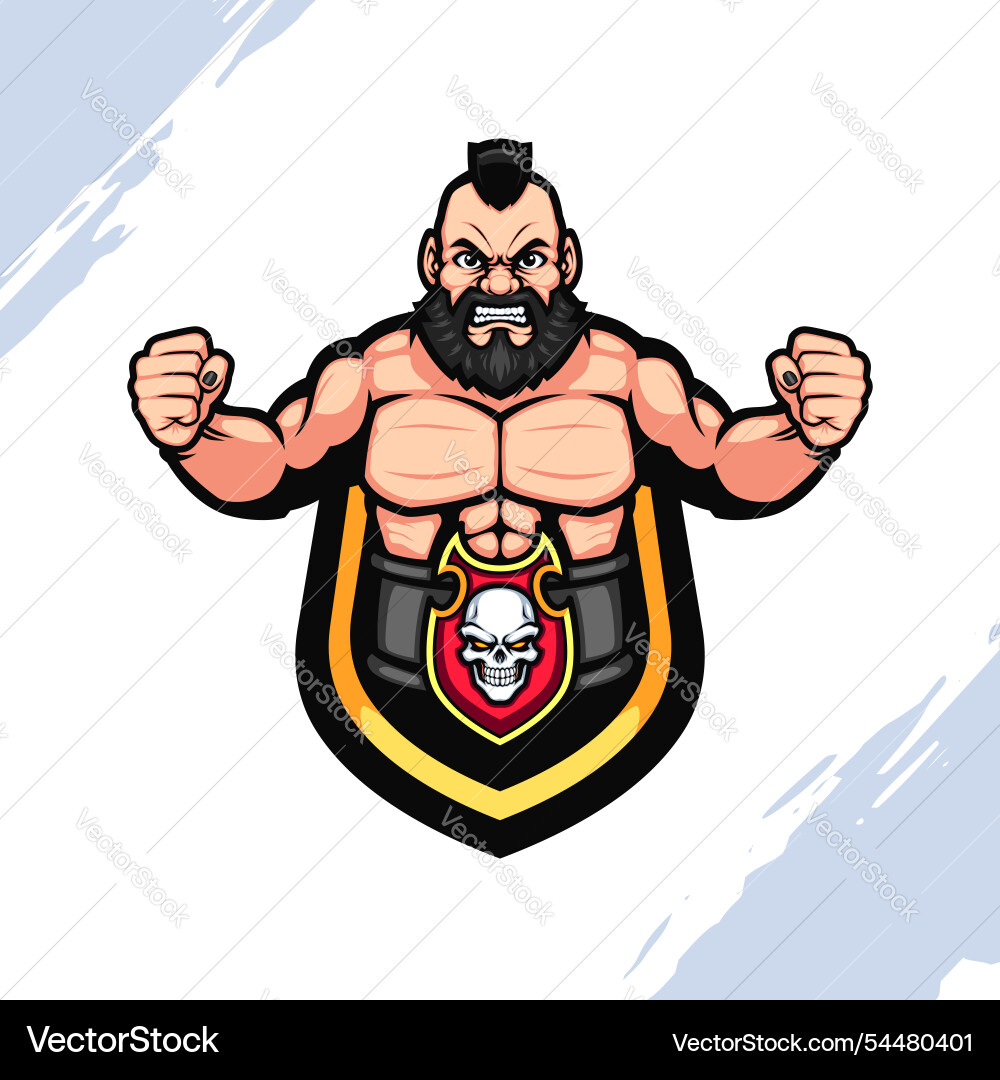 Strong muscular angry guy body flexing mascot Vector Image