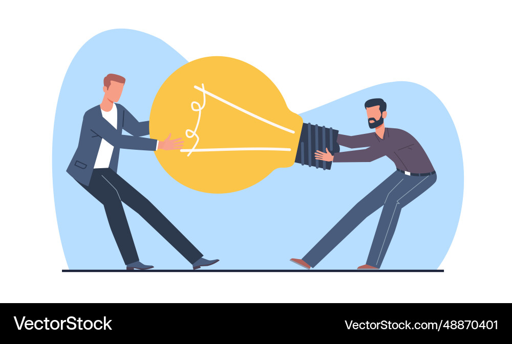 Two businessmen fight over light bulb Royalty Free Vector