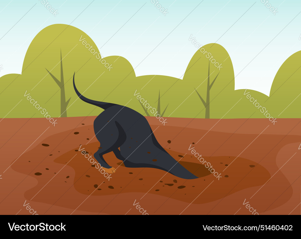 Dog digging a ground pit Royalty Free Vector Image