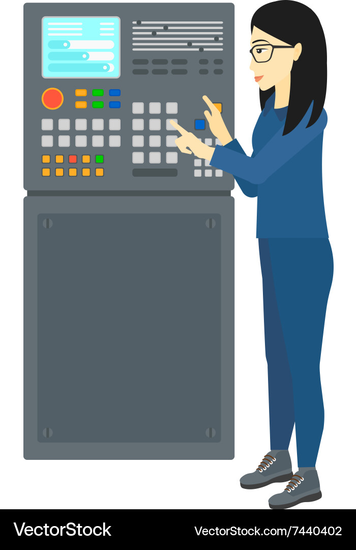 Engineer standing near control panel Royalty Free Vector
