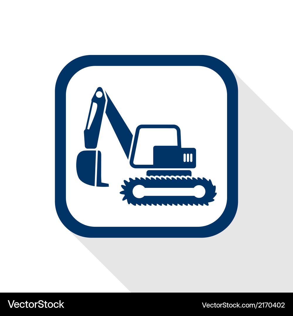 Excavator flat icon Royalty Free Vector Image - VectorStock