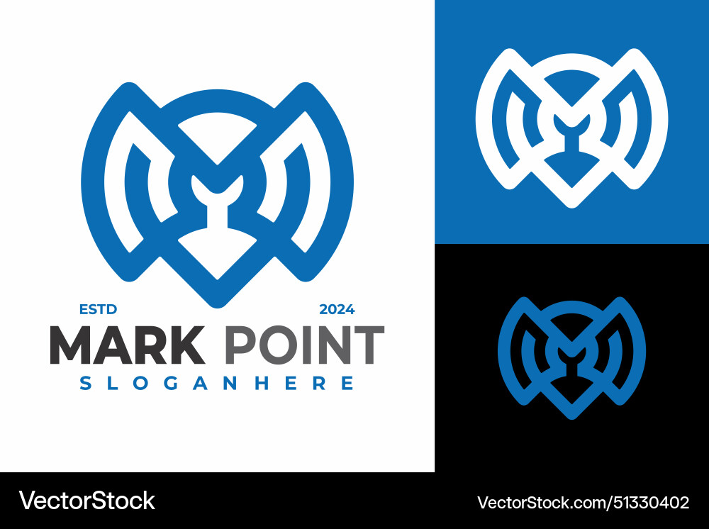 Letter m mark point logo design symbol icon Vector Image