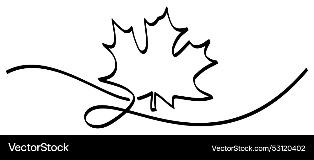 Minimalist maple leaf line art Royalty Free Vector Image
