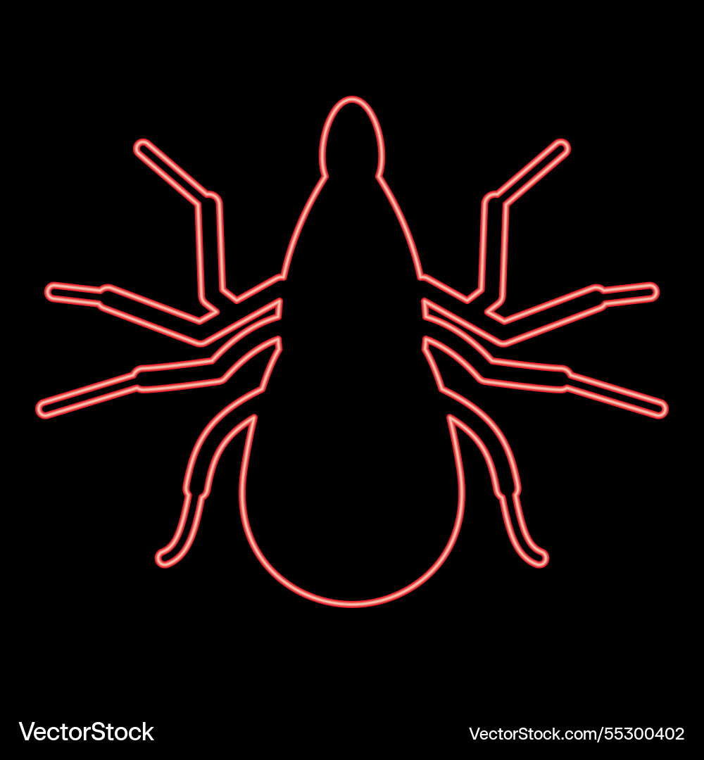 Neon tick mite red color image flat style Vector Image