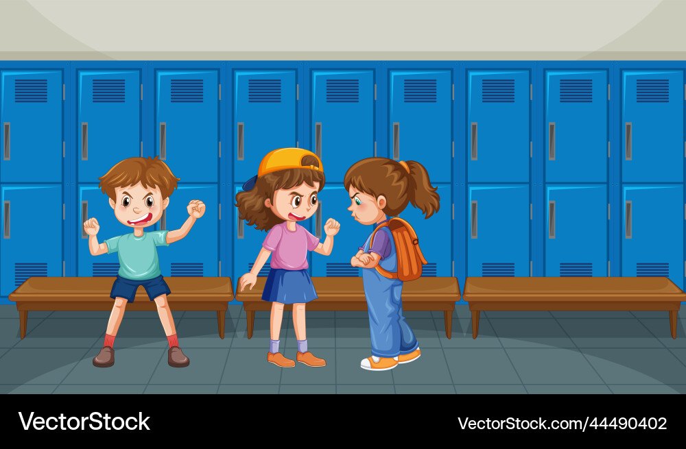 School bullying with student cartoon characters Vector Image