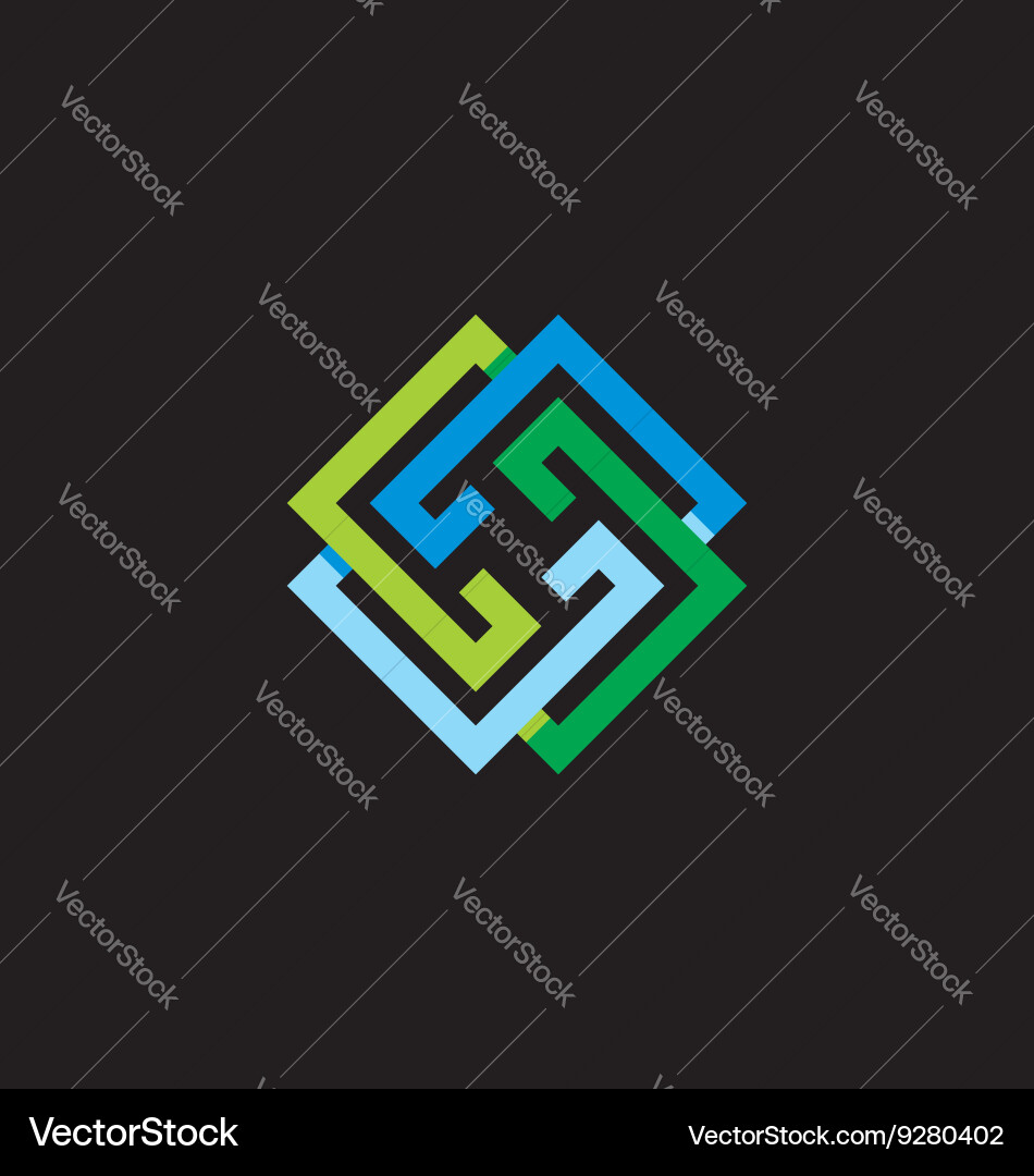 Square connection color technology logo Royalty Free Vector