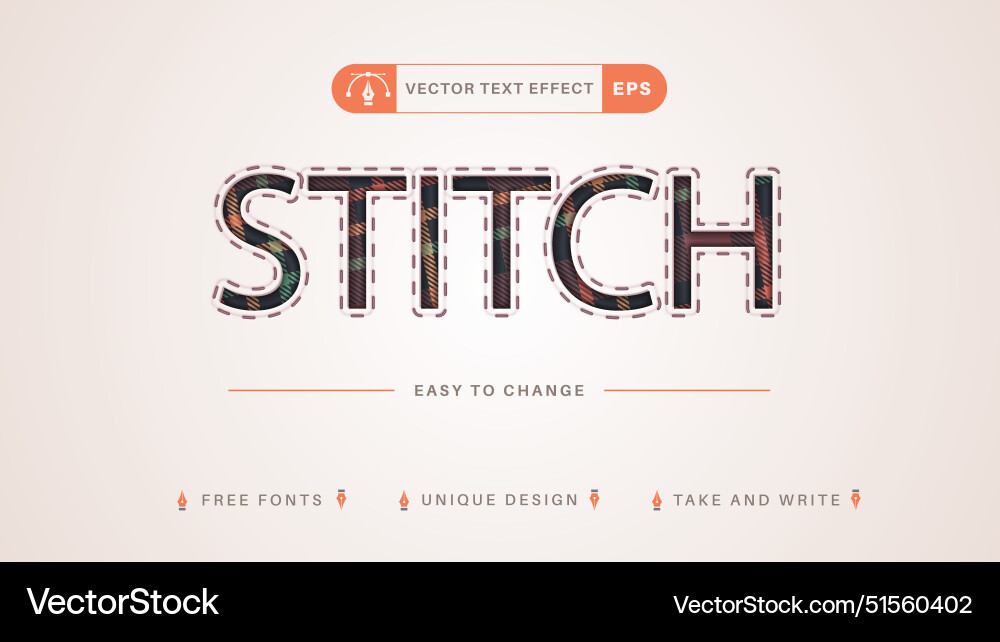 Tartan Text Effect Font Royalty Free Vector Image