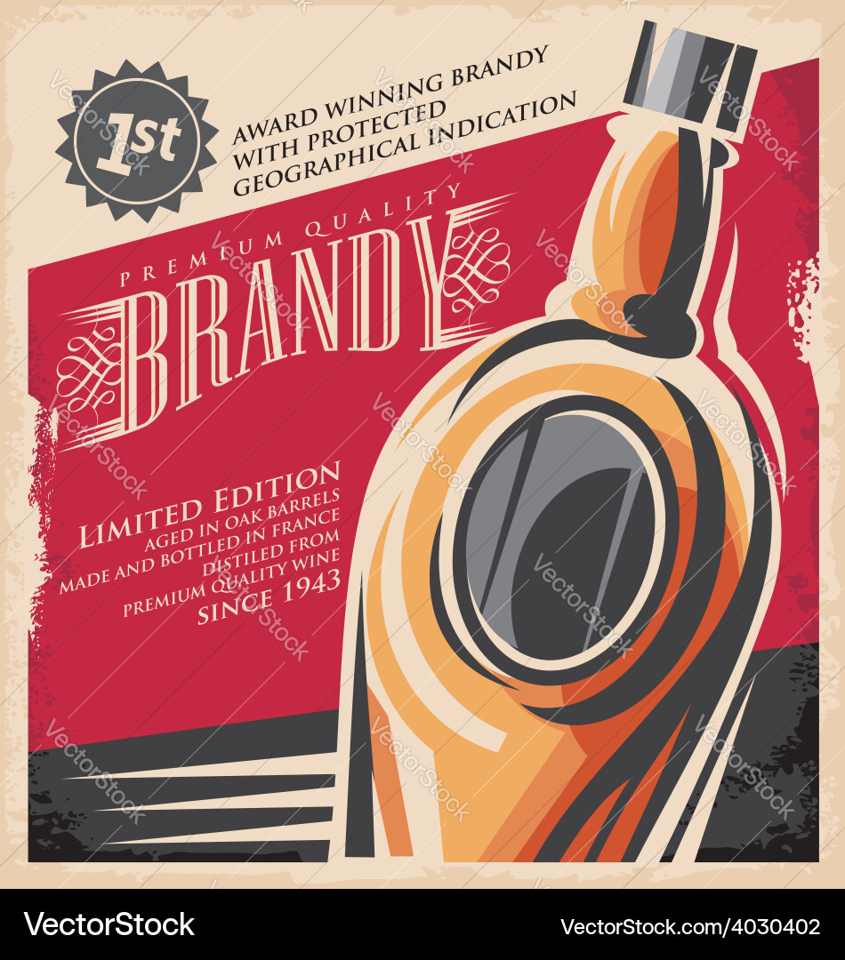 Vintage Brandy Poster Template Royalty Free Vector Image