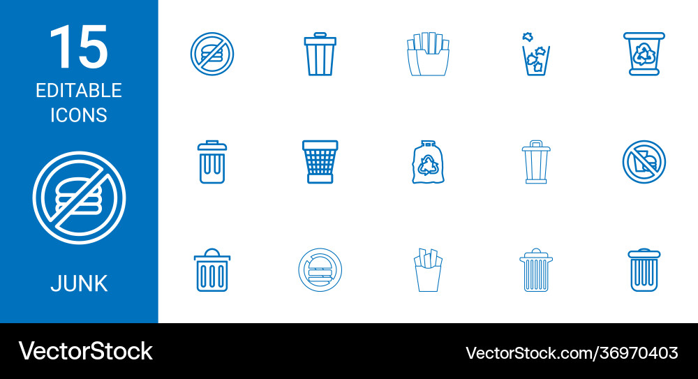 15 junk icons Royalty Free Vector Image - VectorStock