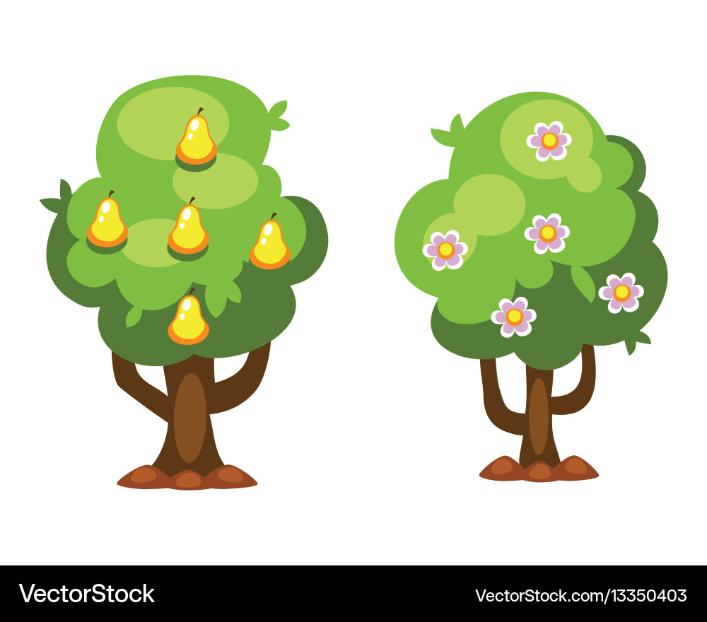 Cartoon garden green tree Royalty Free Vector Image