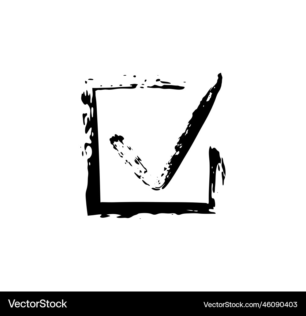 Checkbox check signs v x chalk and brush Vector Image