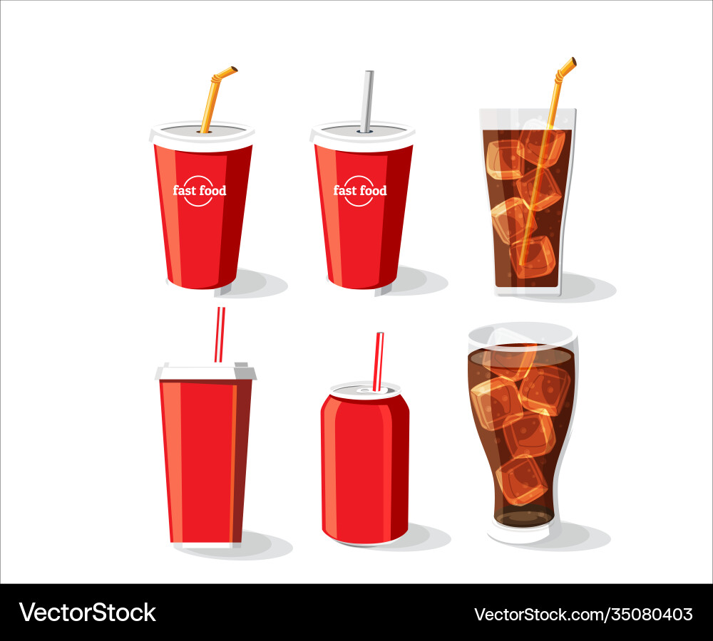 Cold Coke Drink with Ice Royalty Free Vector Image
