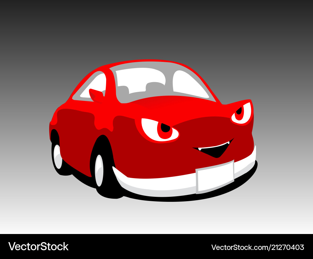 Devil monster cartoon red car cute Royalty Free Vector Image