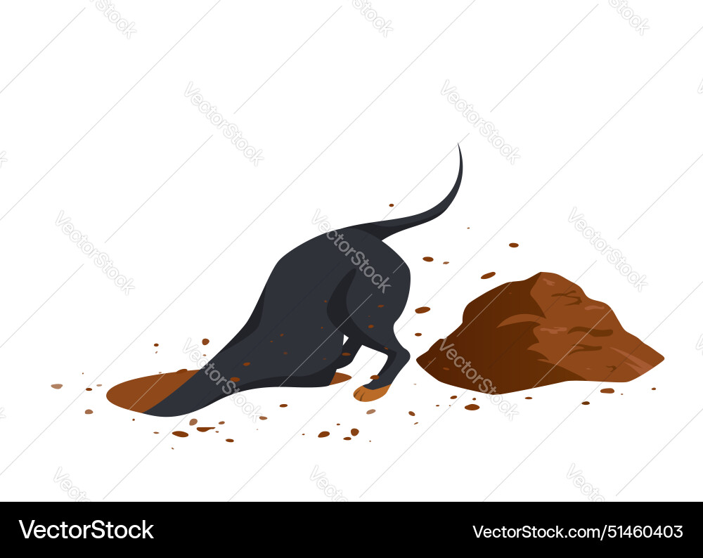 Dog digging a ground pit Royalty Free Vector Image