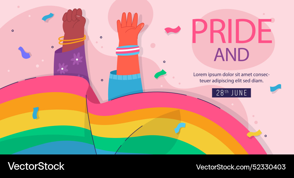 Flat pride month social media post template Vector Image
