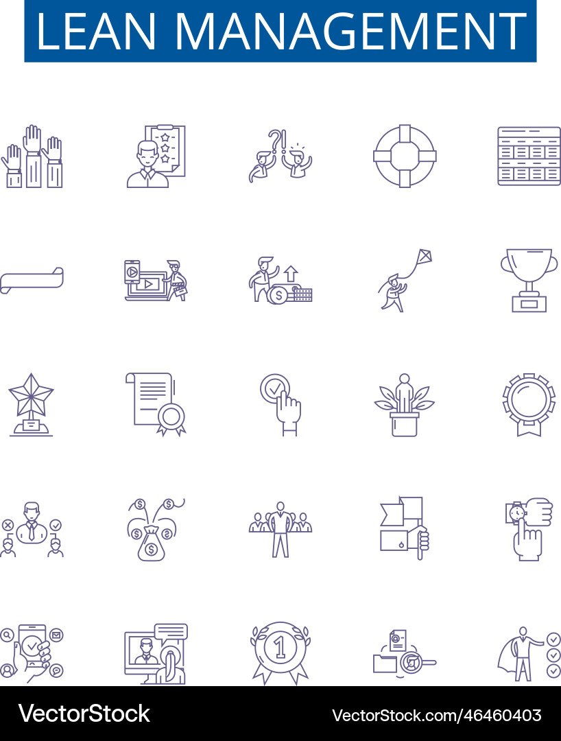 Lean management line icons signs set design Vector Image