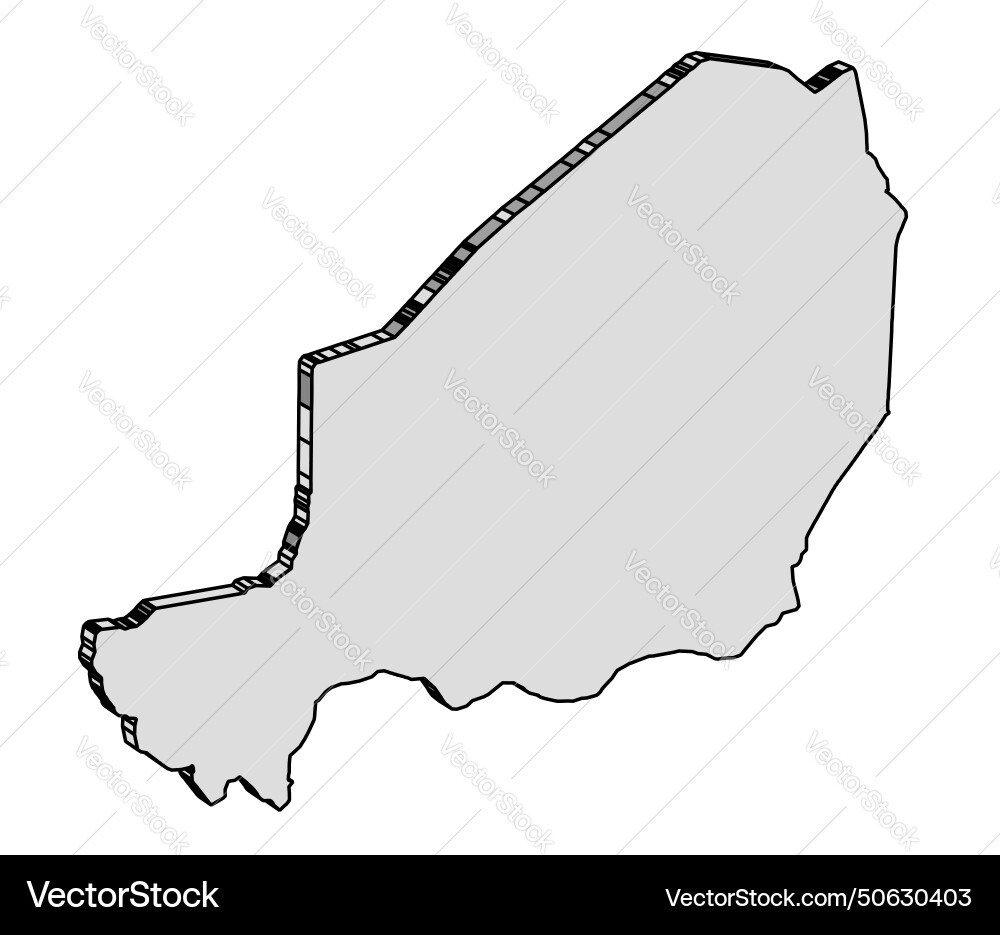 Niger 3d outline map Royalty Free Vector Image