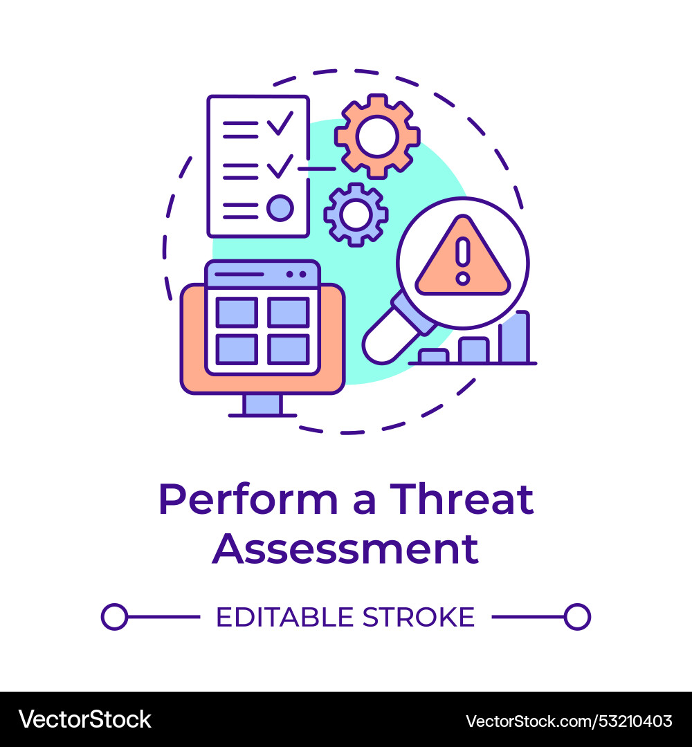 Perform a threat assessment multi color concept Vector Image