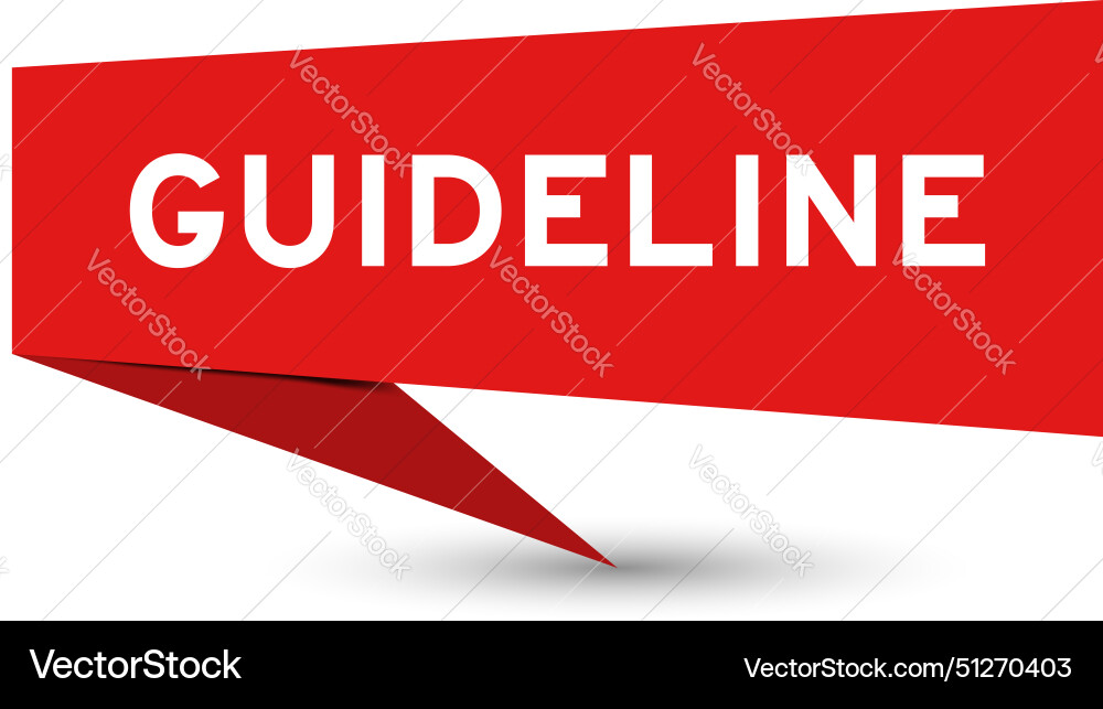 Red color speech banner with word guideline Vector Image