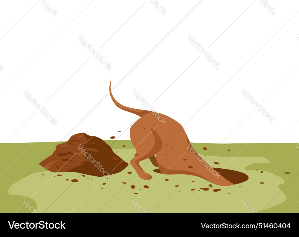 Dog digging a ground pit Royalty Free Vector Image