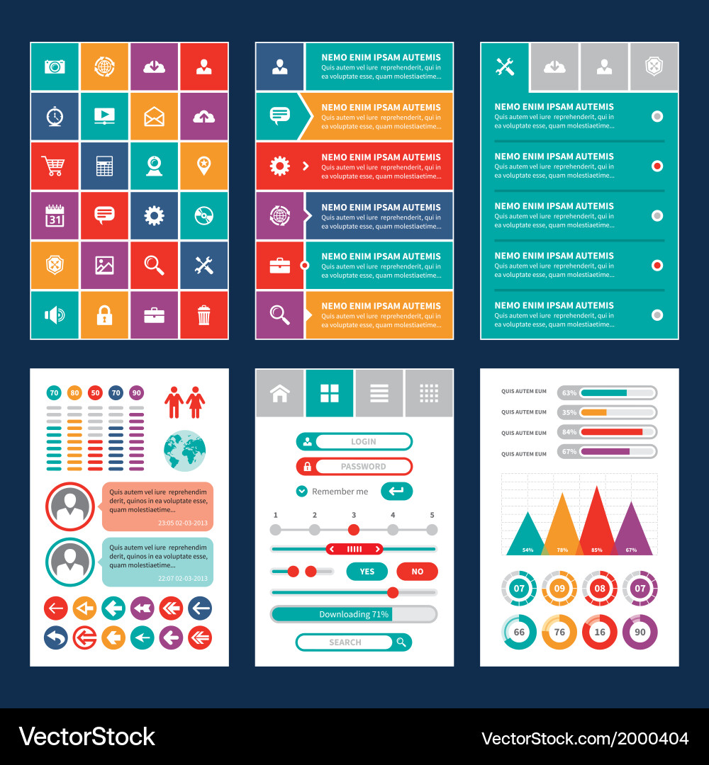 Flat mobile interface - design element Royalty Free Vector