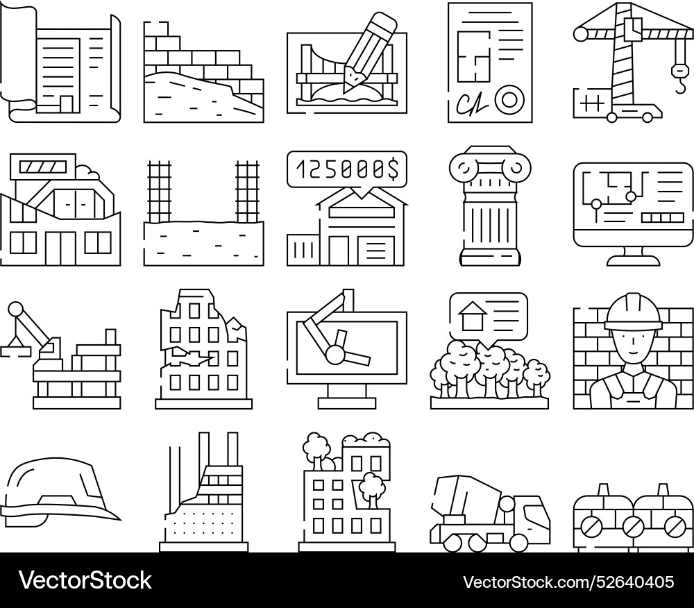 Architect professional occupation icons set Vector Image