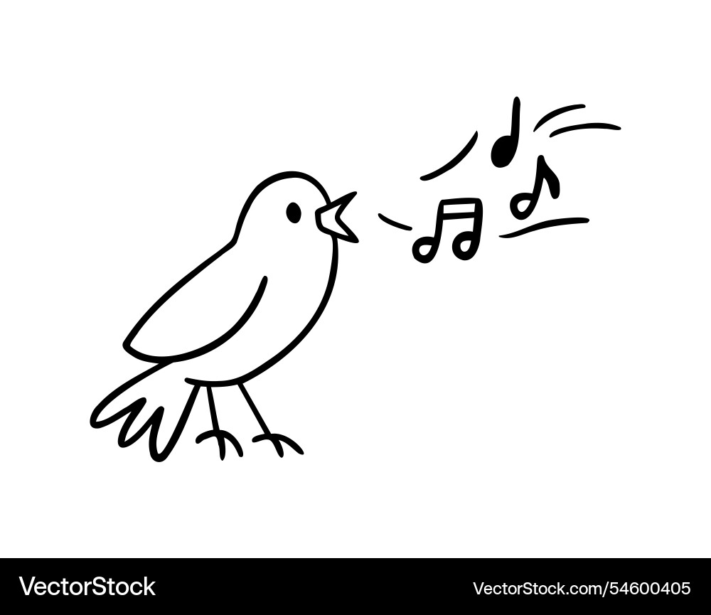 Bird nightingale singing doodle hand drawn icon Vector Image
