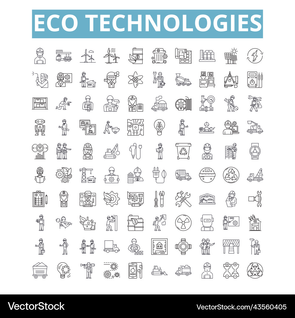 Eco technologies icons line symbols web signs Vector Image