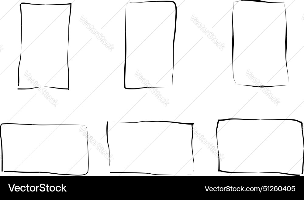 Hand drawn frame square double thin line Vector Image