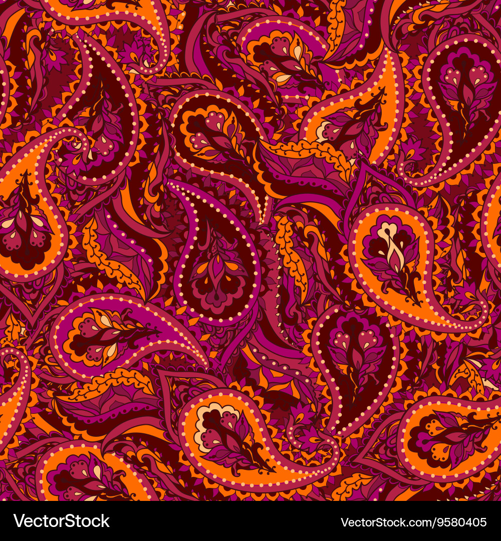 Intricate Paisley Floral Pattern Royalty Free Vector Image