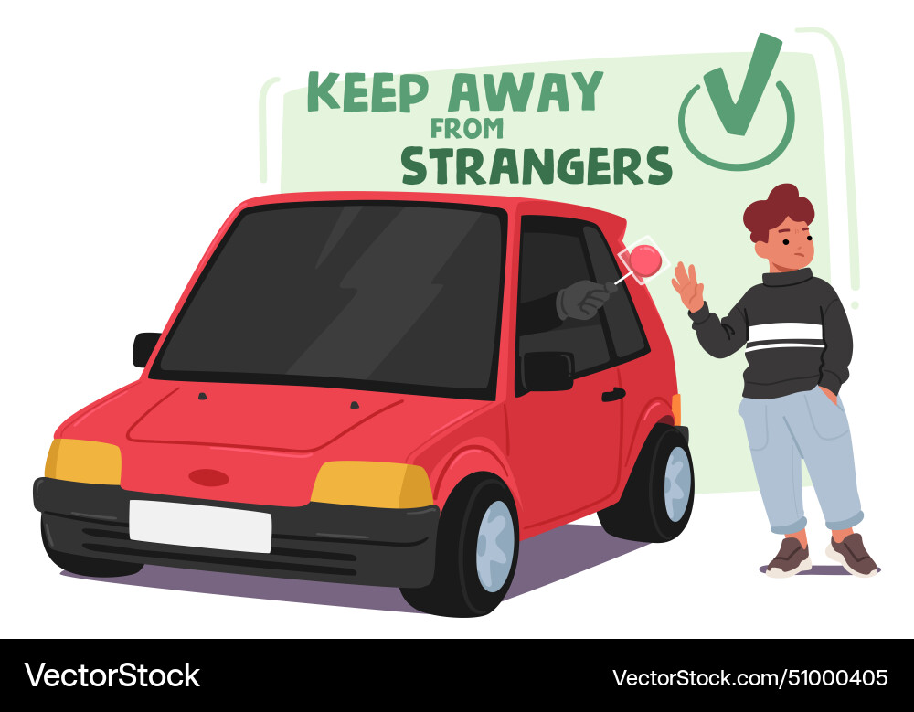 Keep away from strangers rule kidnapper character Vector Image