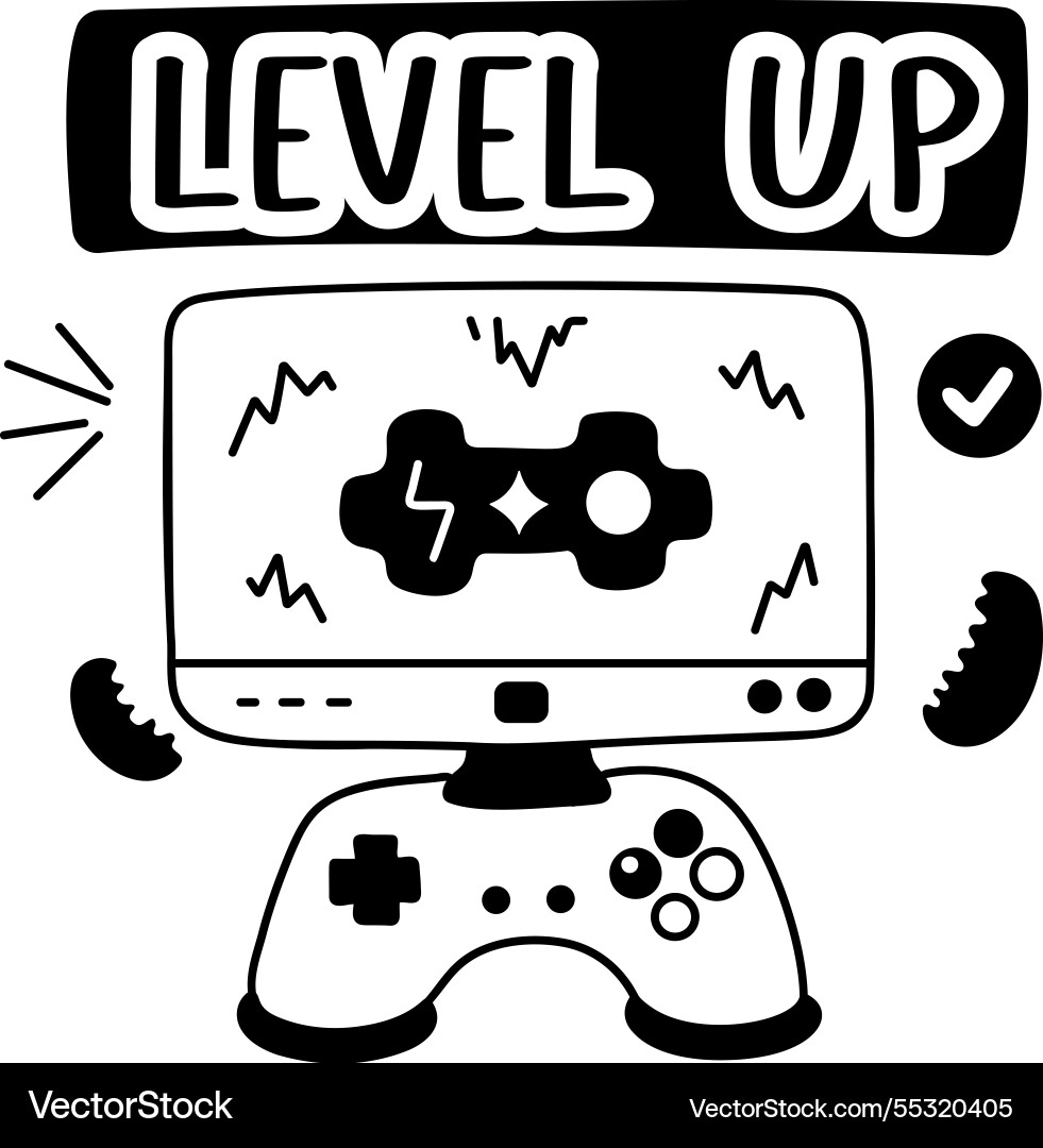 Level up sticker in glyph style Royalty Free Vector Image