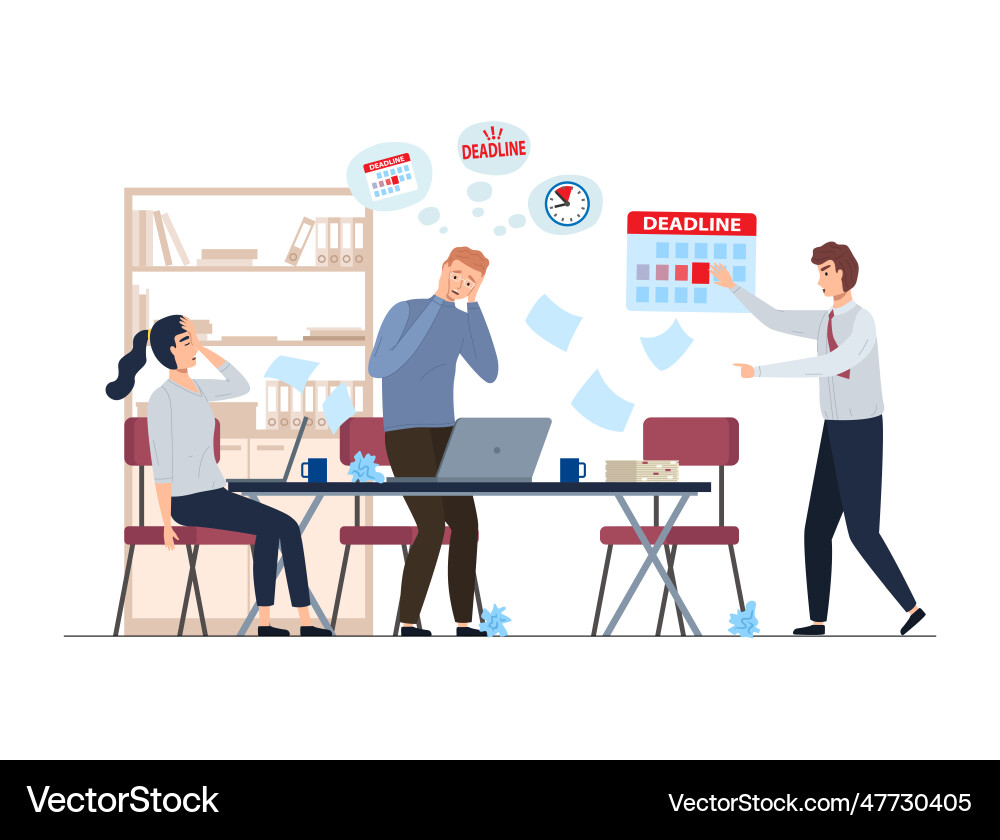Office deadline stressed employees working Vector Image