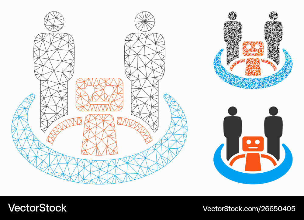 Robot union mesh 2d model and triangle Royalty Free Vector