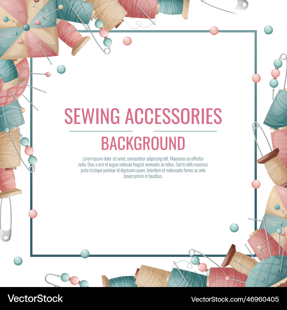 Sewing Spools & Thread Background Royalty Free Vector