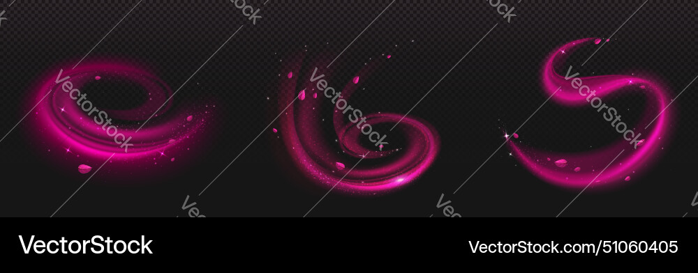 Shimmering wind vortex with pink leaves Royalty Free Vector