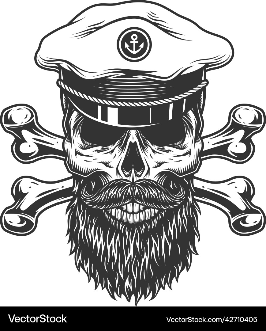 Vintage bearded and mustached skull Royalty Free Vector