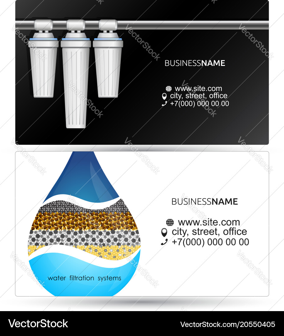 Water filters visiting card Royalty Free Vector Image