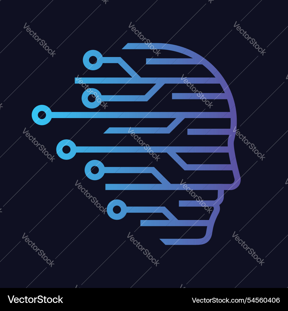 Ai digital head circuit lines Royalty Free Vector Image