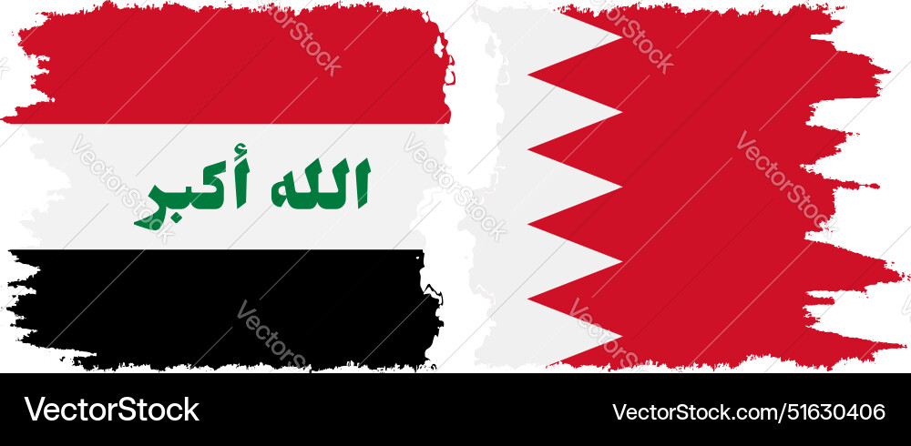 Bahrain and iraq grunge flags connection Vector Image